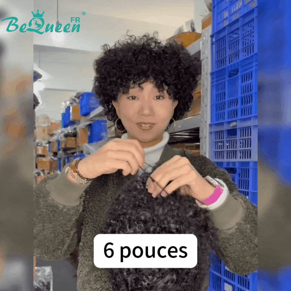 BeQueen "Addi" Perruque Bob Afro Curly Sans colle perruque naturelle ...
