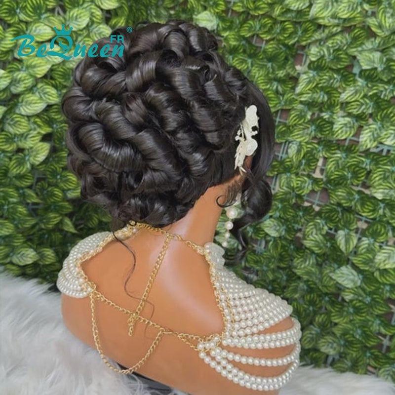 BeQueen “Mariana” Perruque de mariage noir Chignon avec Lace Frontale ...