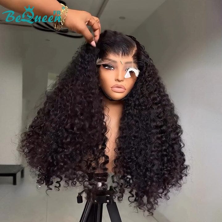 BeQueen Perruque Longue Curly Wave à Dentelle frontale 13X4 Pre-plucked ...