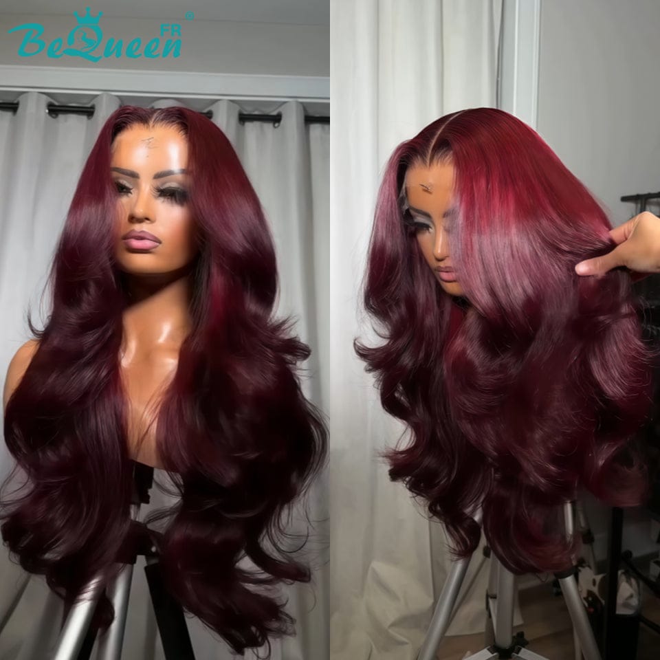 BeQueen Perruque Longue Curly Wave à Dentelle frontale 13X4 Pre-plucked ...