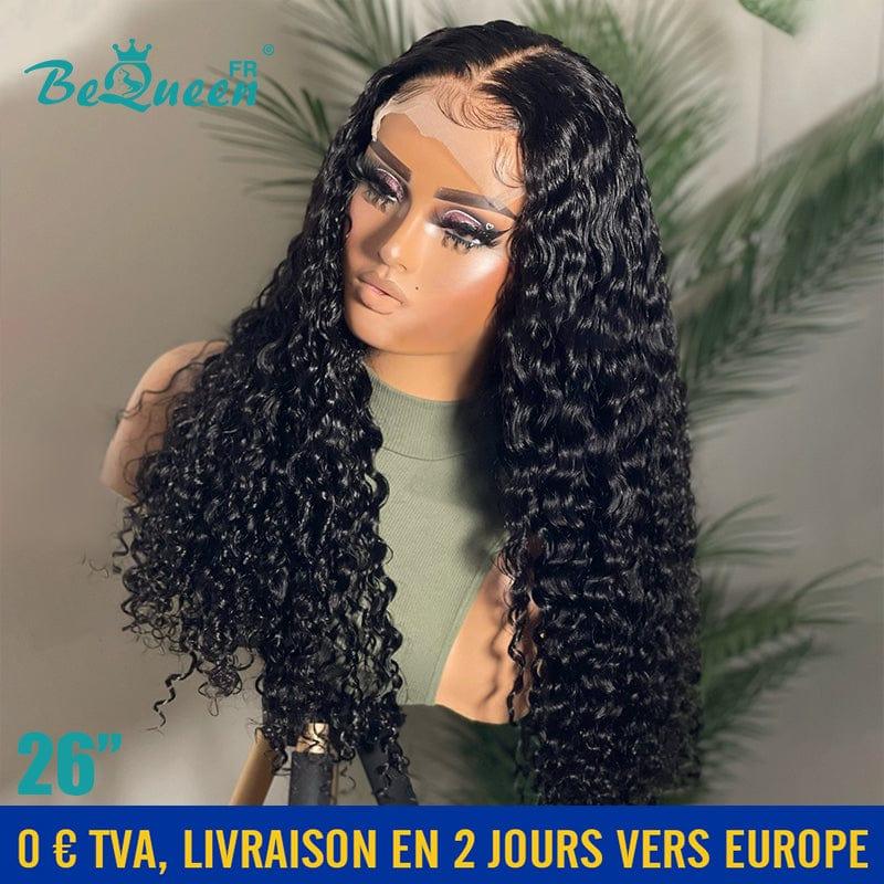 BeQueen Perruque bouclée longue noir lace closure cheveux humains ...