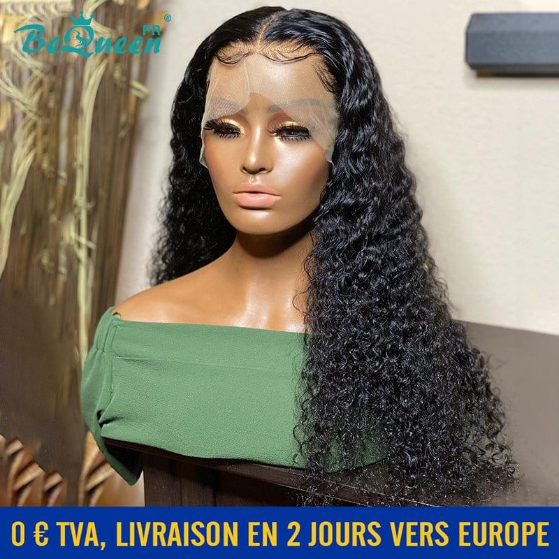 BeQueen Perruque bouclée longue noir lace frontale cheveux humains ...