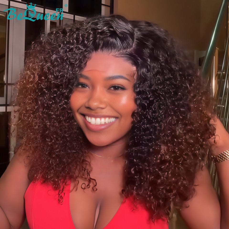 BeQueen Perruque Longue Curly Wave à Dentelle frontale 13X4 Pre-plucked ...