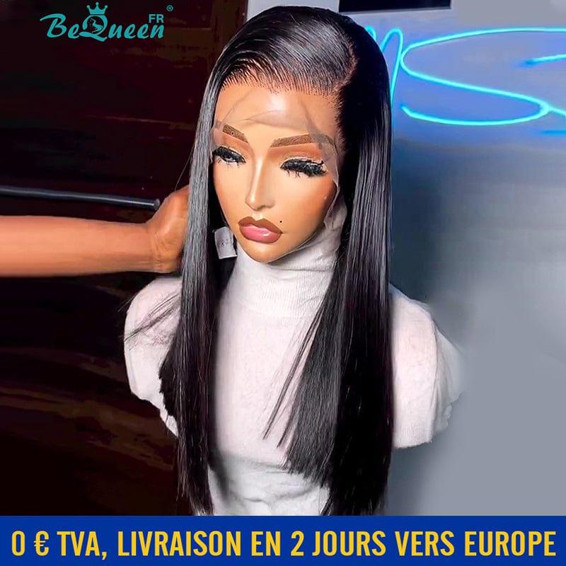 BeQueen Perruque frisée longue lace frontale 100% cheveux humains ...
