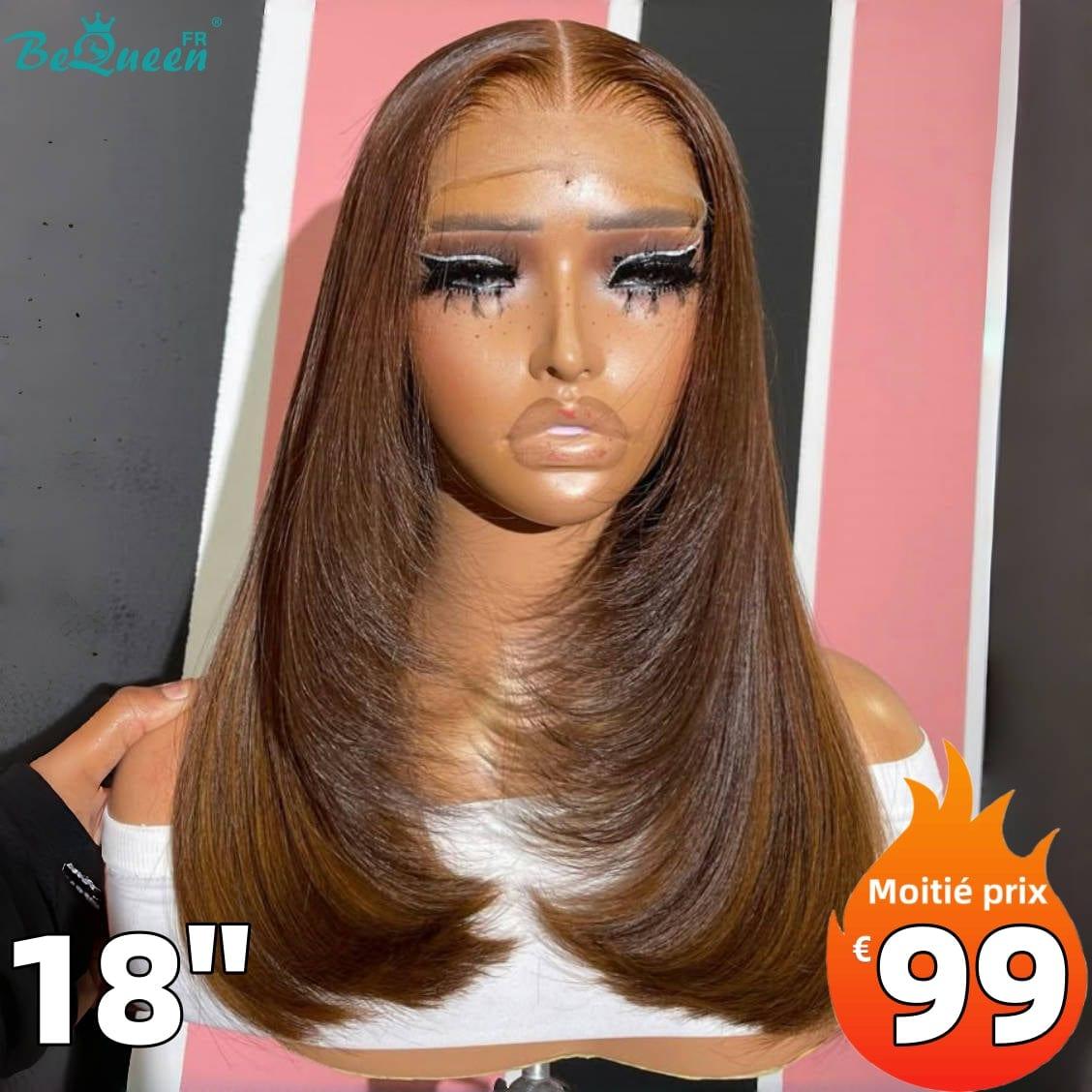 BeQueen Perruque Longue Curly Wave à Dentelle frontale 13X4 Pre-plucked ...