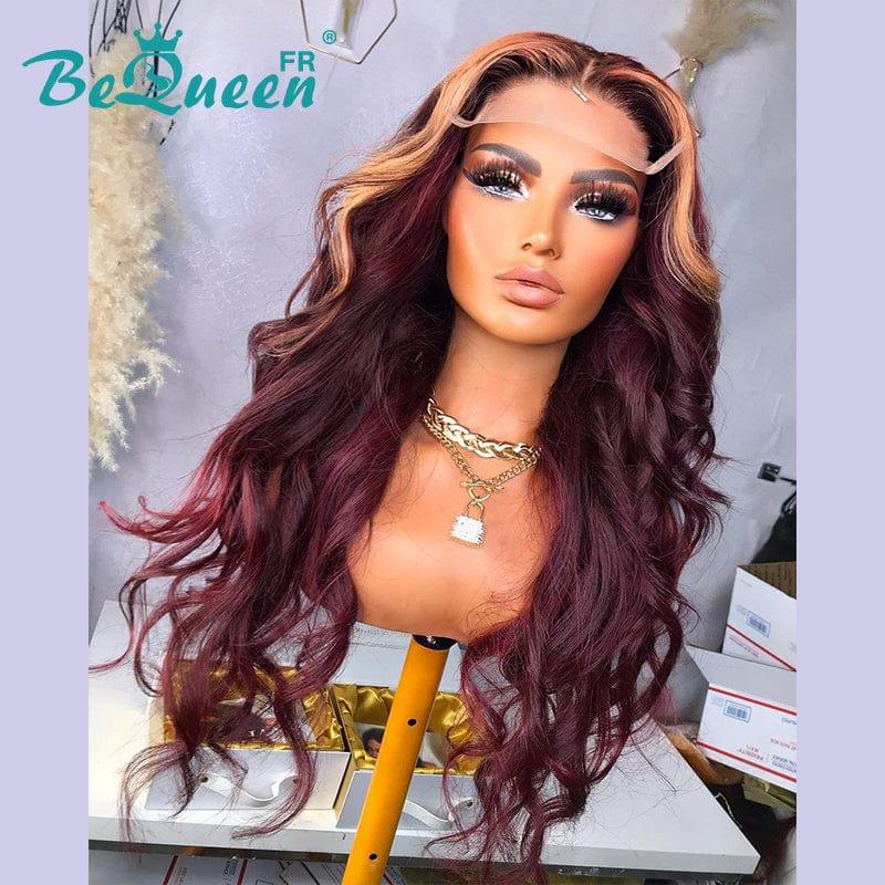 BeQueen Perruque "Dania" Miel et Rouge Bordeaux en Closure – BeQueenWig FR