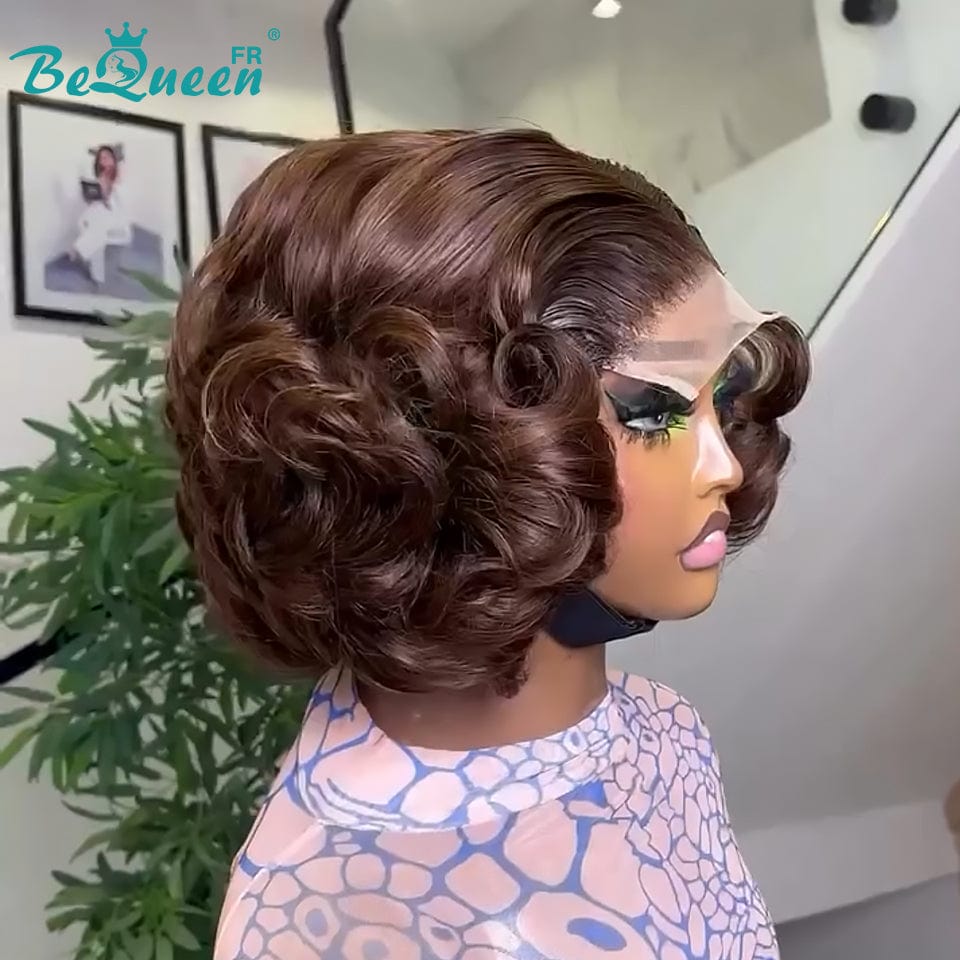 BeQueen Perruque Longue Curly Wave à Dentelle frontale 13X4 Pre-plucked ...
