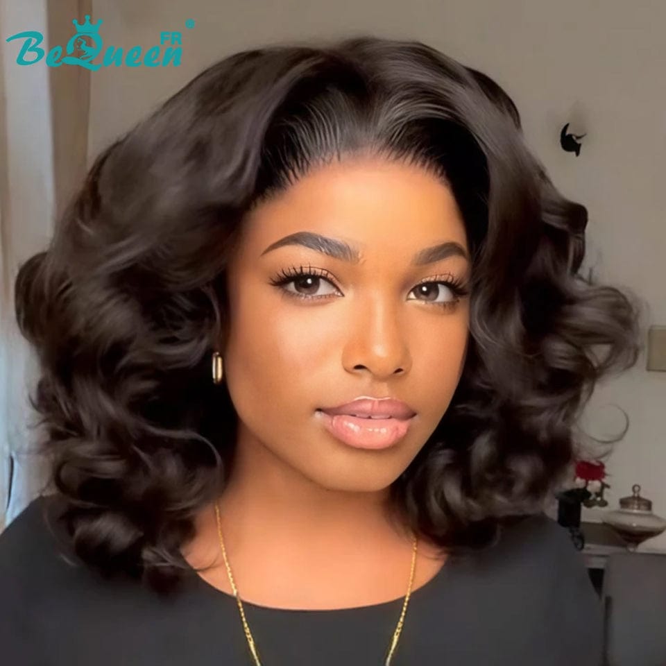 BeQueen Perruque Longue Curly Wave à Dentelle frontale 13X4 Pre-plucked ...