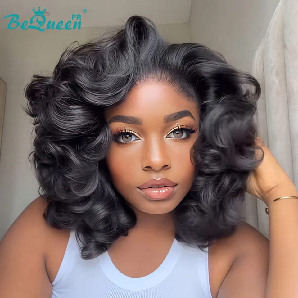 BeQueen Perruque Longue Curly Wave à Dentelle frontale 13X4 Pre-plucked ...