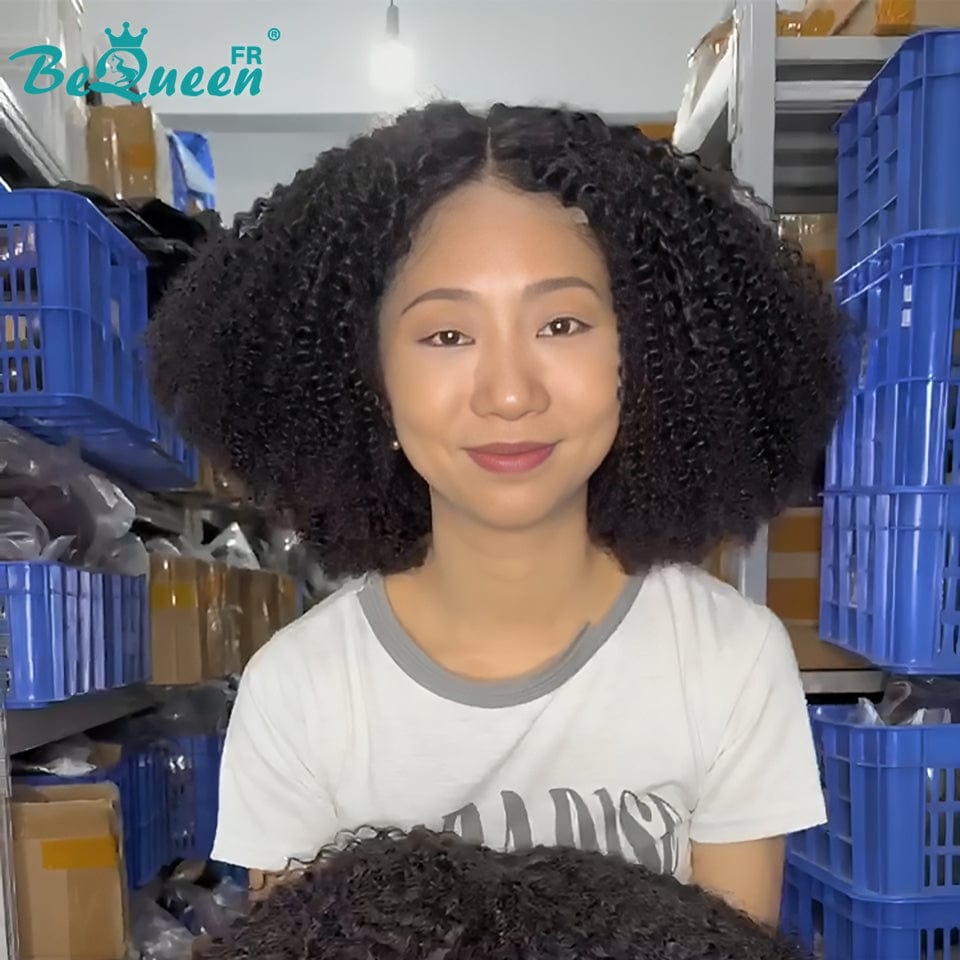 BeQueen “Addi” Perruque Bob Afro Curly Wave 300% Densité avec Lace Clo ...