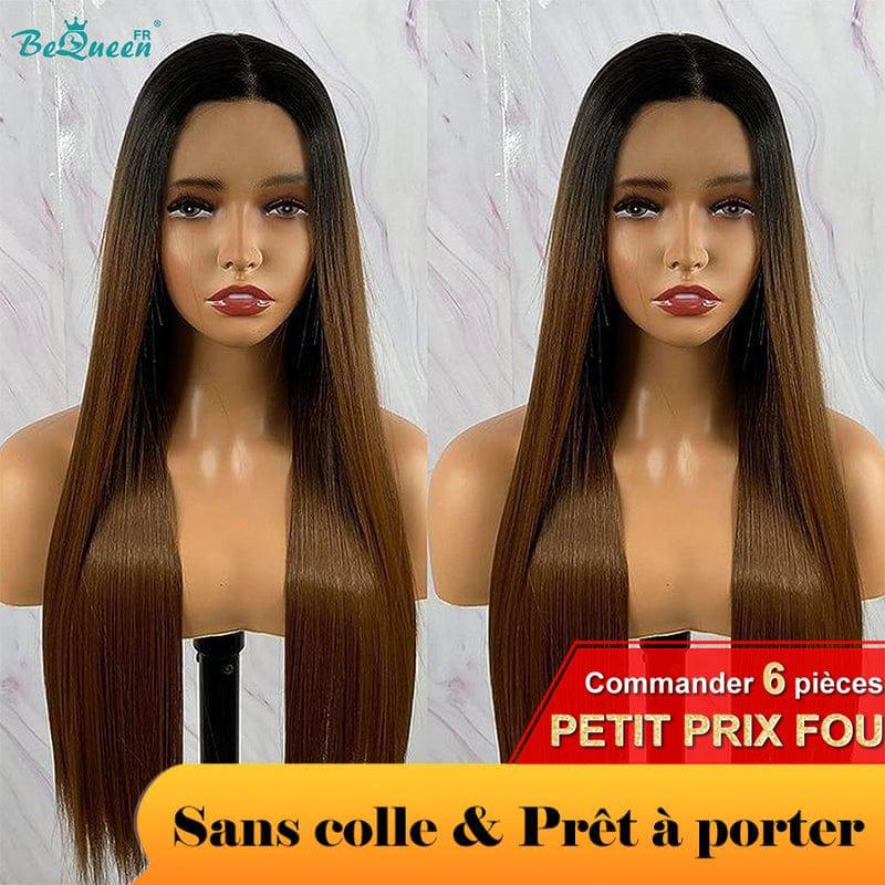 BeQueen "Hilary" Perruque Customisée Longue Lisse avec Lace 13x4 Prêt ...