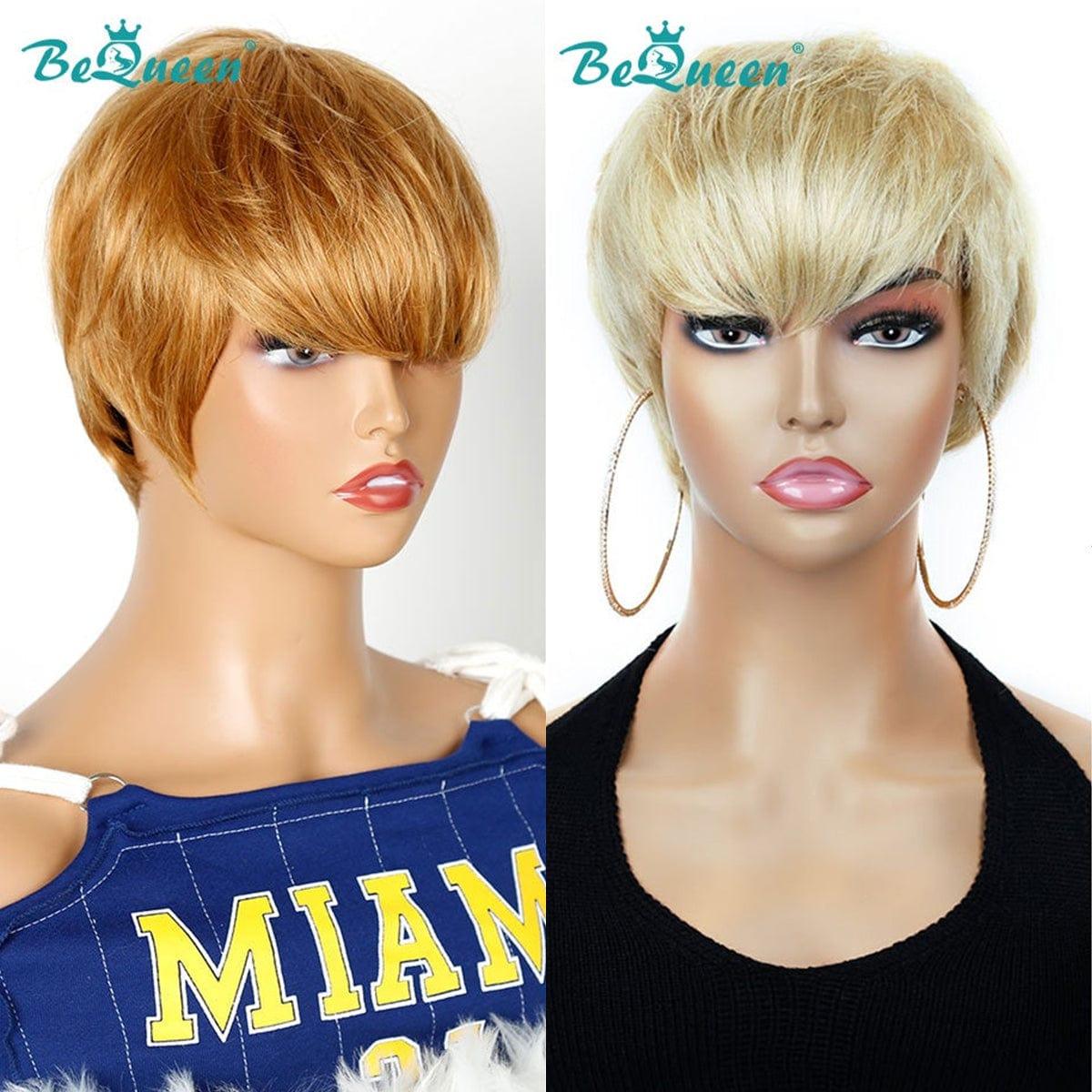 Bequeen "Sue" Perruques Pixie Lisse avec frange Blonde à la machine ...